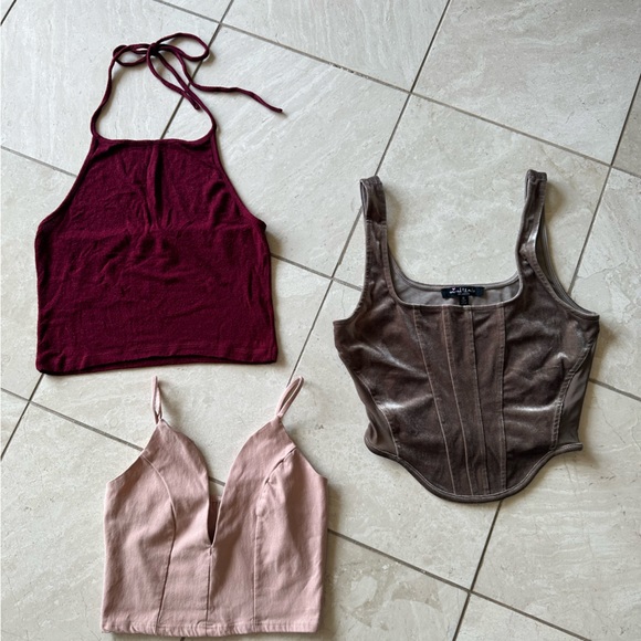Brandy Melville | Tops | Tank Top Bundle Cropped Halter And Corset ...